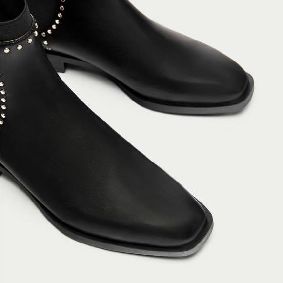 Zara | Shoes | Nwot Zara Studded Faux Leather Chelsea Ankle Boots ...